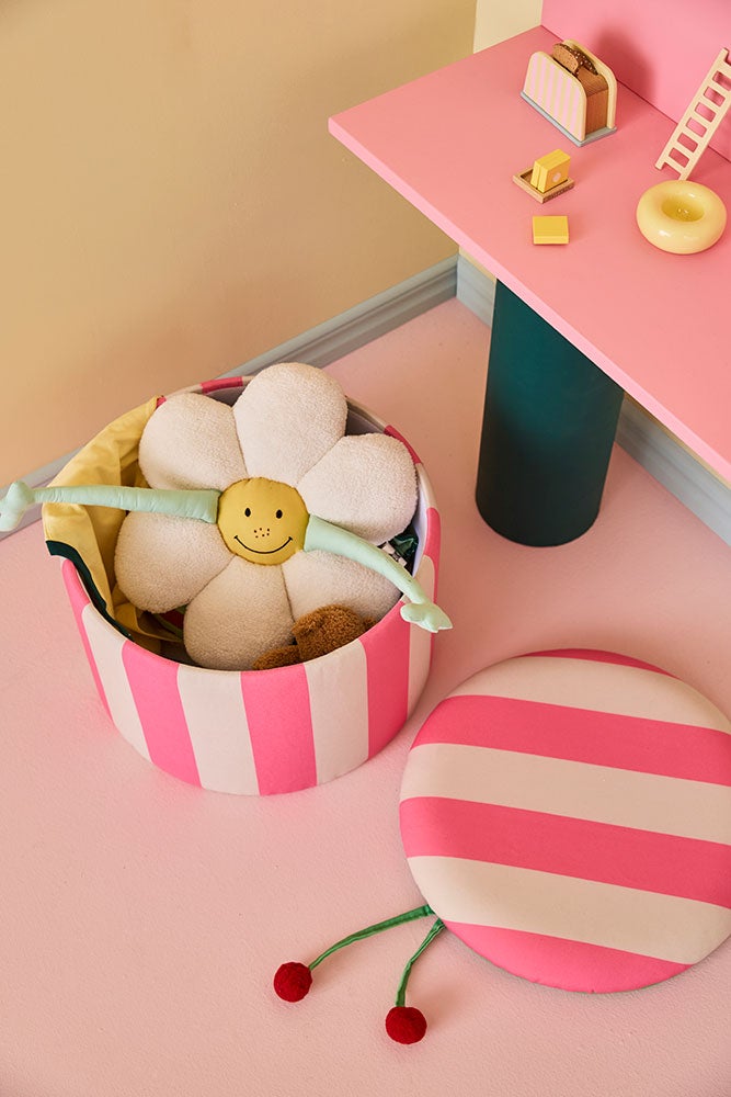 Sittpuff cylinder med förvaring rosa 30 cm | Kids Concept