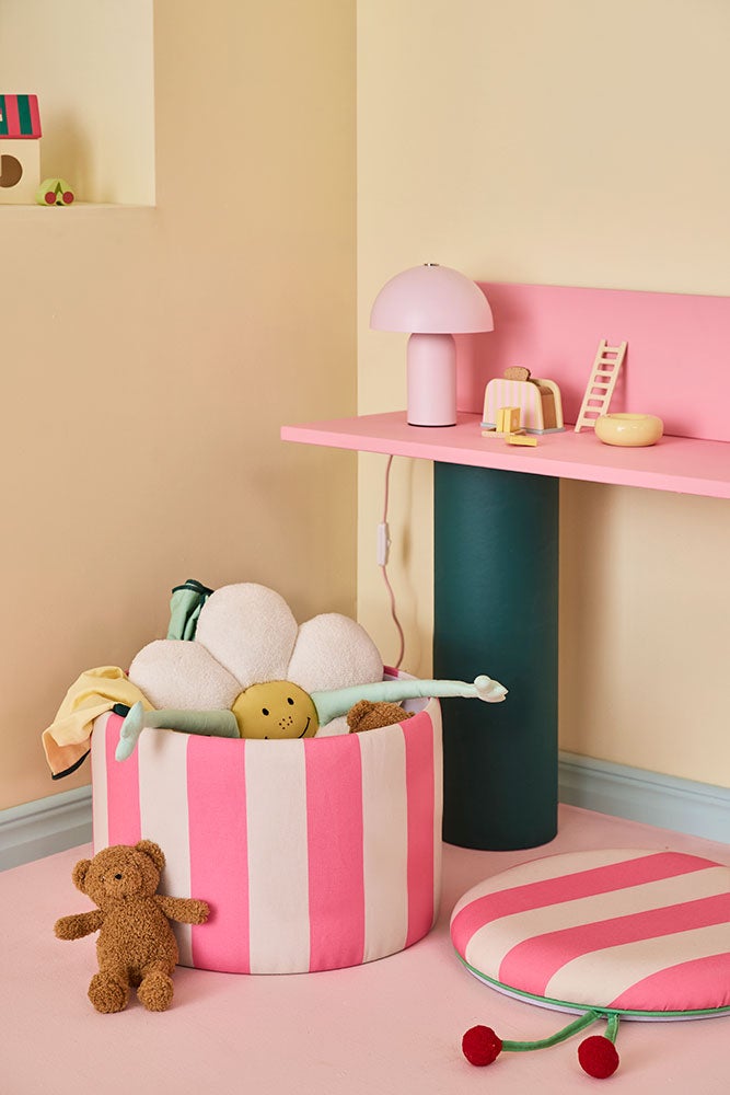 Sittpuff cylinder med förvaring rosa 30 cm | Kids Concept